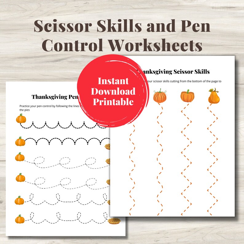 Thanksgiving Pre-writing Lines and Numbers Tracing, Handwriting ...