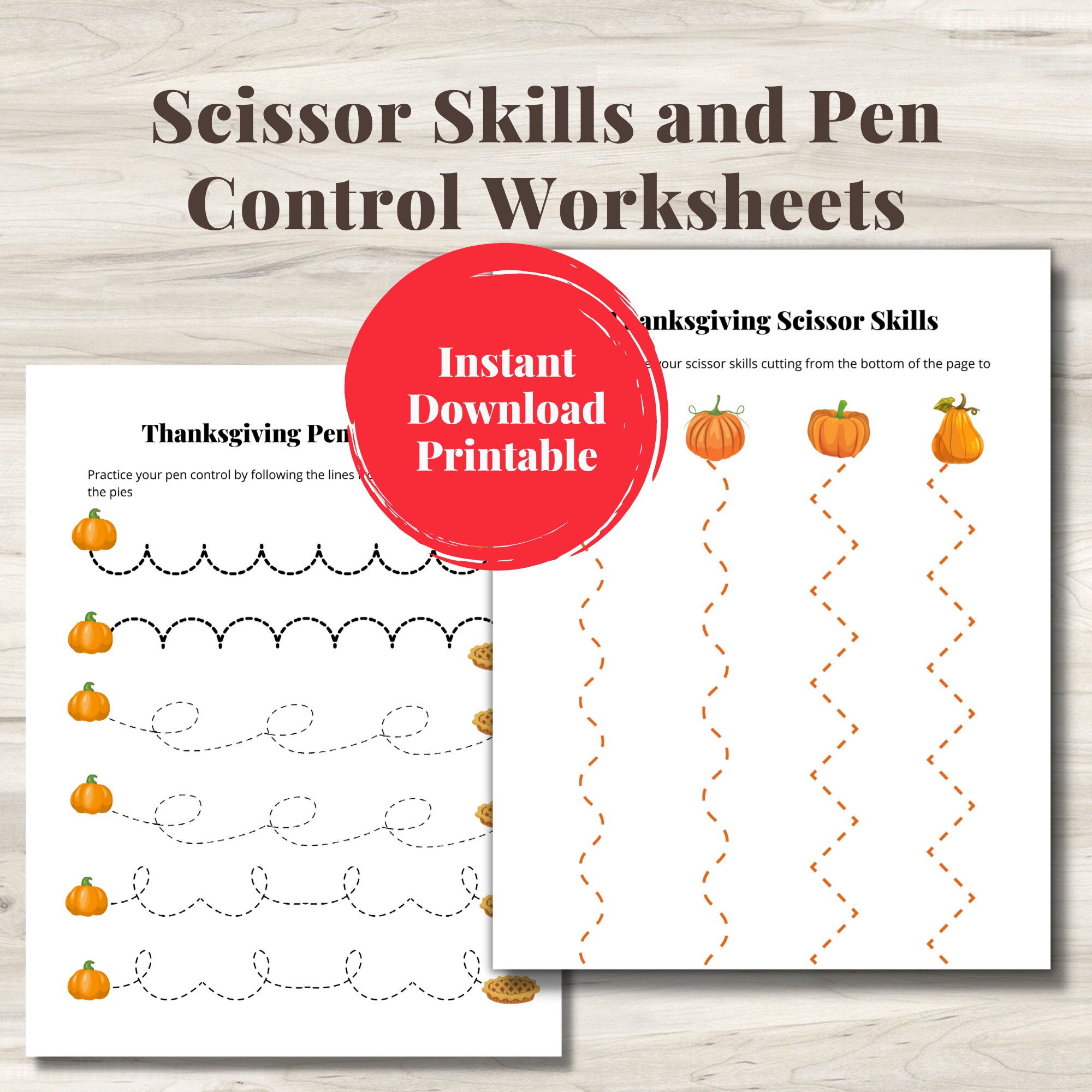 Thanksgiving Pre-writing Lines and Numbers Tracing, Handwriting ...