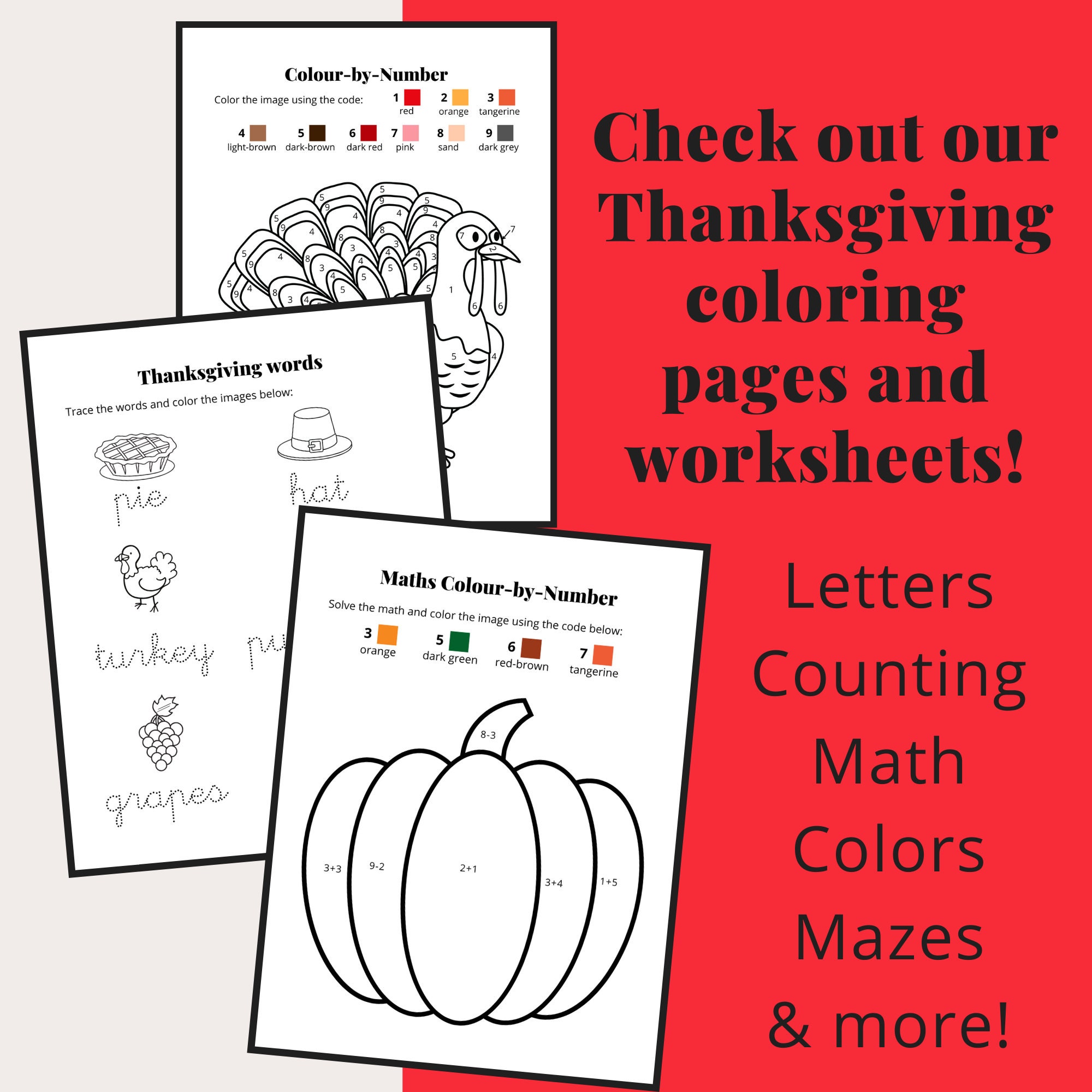 Thanksgiving Pre-writing Lines and Numbers Tracing, Handwriting ...