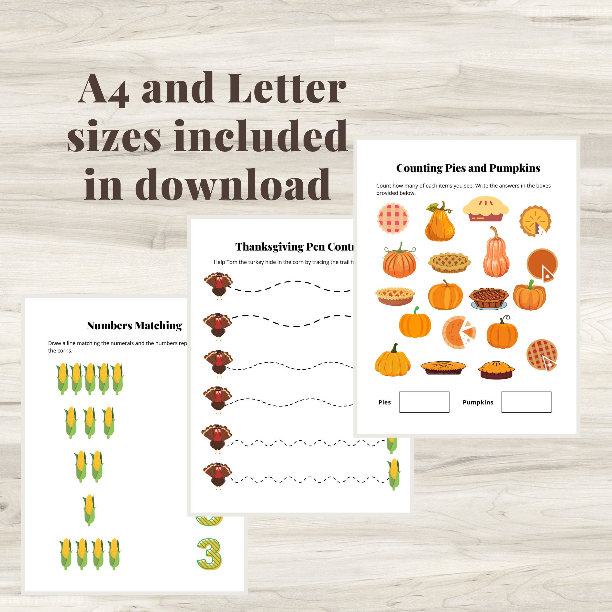 Thanksgiving Pre-writing Lines and Numbers Tracing, Handwriting ...