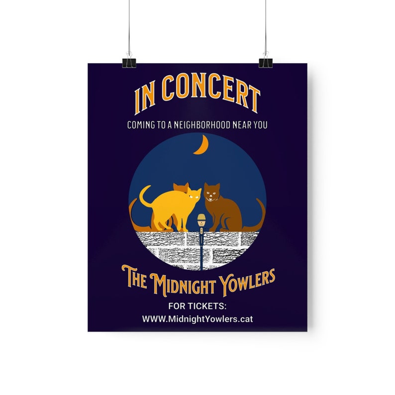 Funny Retro Cat Poster Wall Art of the Felines Performing in Concert ...