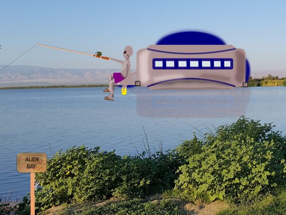 Alien Art Print of Alien Fishing | Etsy