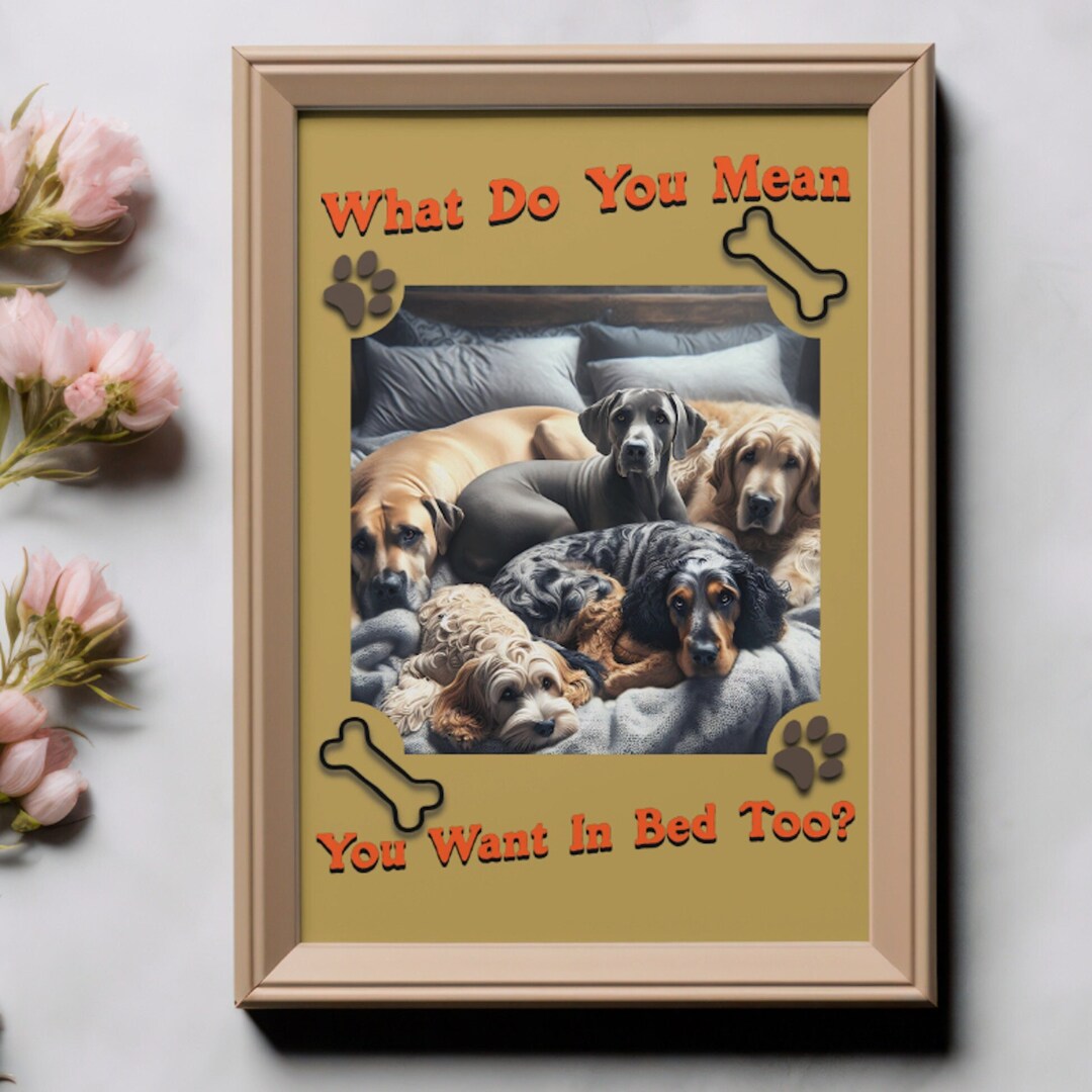 Funny Dog Poster With Humorous Quote of Dogs in Bed - Etsy