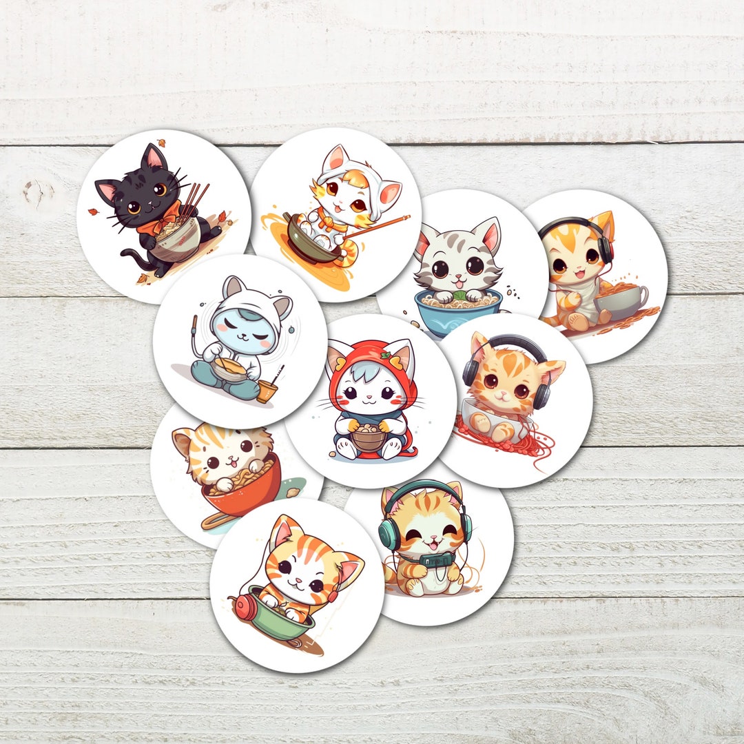 Adorable Set of 40 Small Kawaii Kitten Stickers, Small Stickers ...