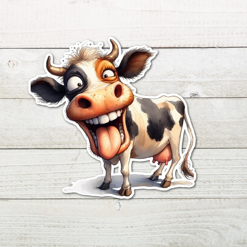 Funny Cow Sticker, Laughing Cow Sticker, Adorable and Funny Vinyl Decal ...