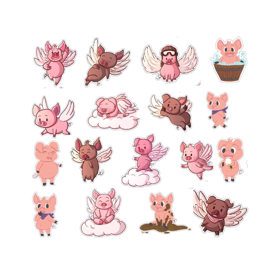 Pig Stickers, Variety of Different Pig Stickers. Laminated Stickers ...