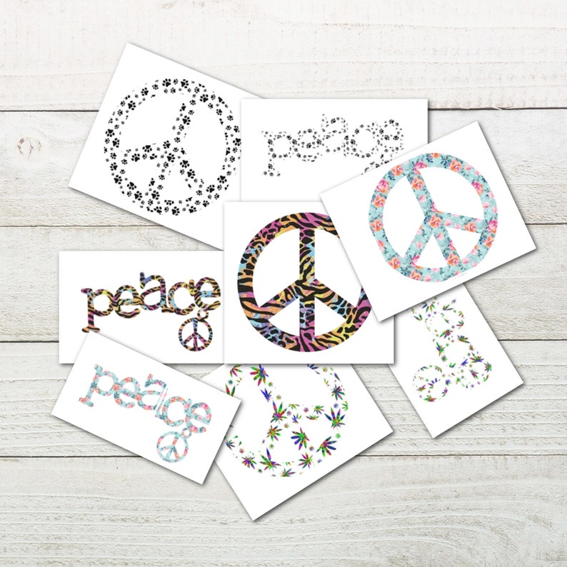 Round Peace Vinyl Decal, Written Peace Sign Sticker, Peace Symbol, - Etsy