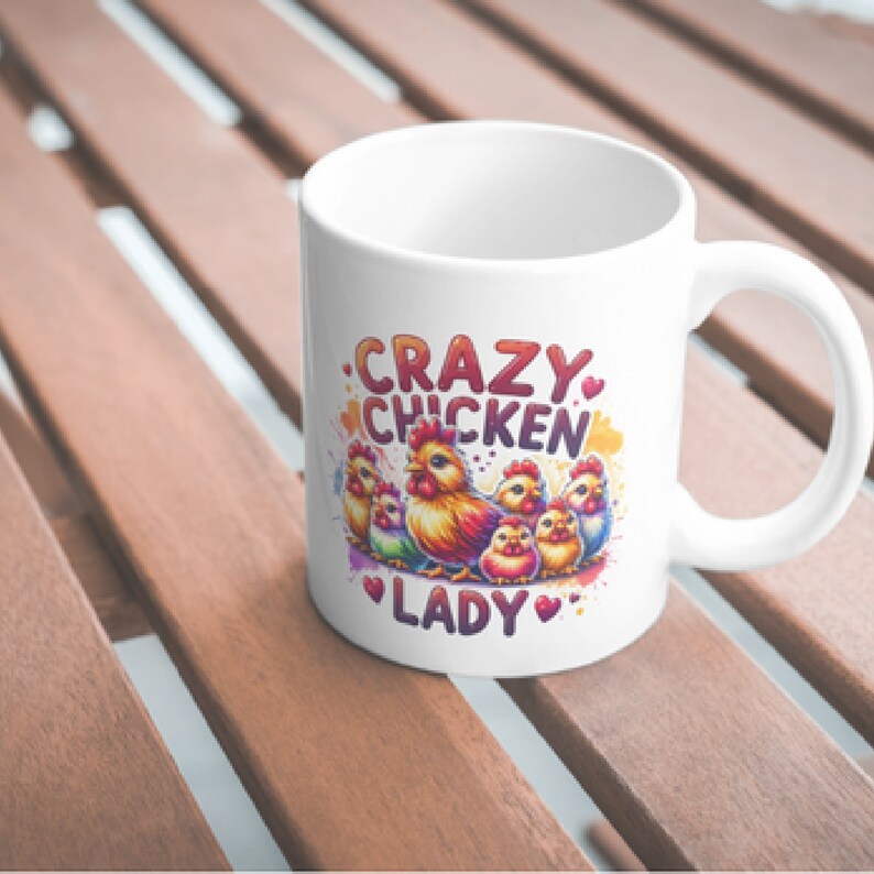 Funny Crazy Chicken Lady Ceramic Coffee Mug, Farmhouse Kitchen Decor ...