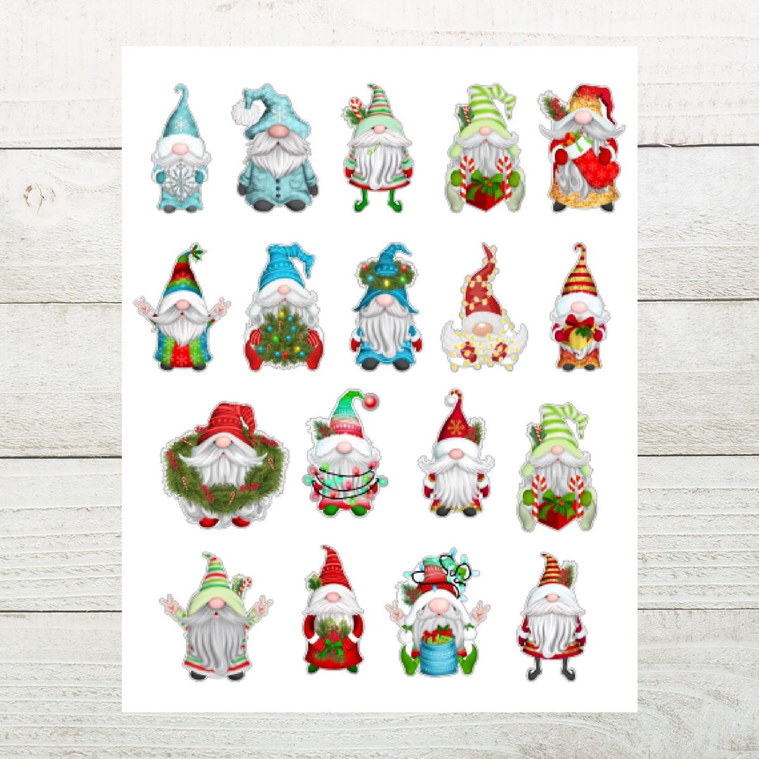 Christmas Gnome Sticker Sheet, Cute Gnome Stickers, Vinyl Gnome Sticker ...