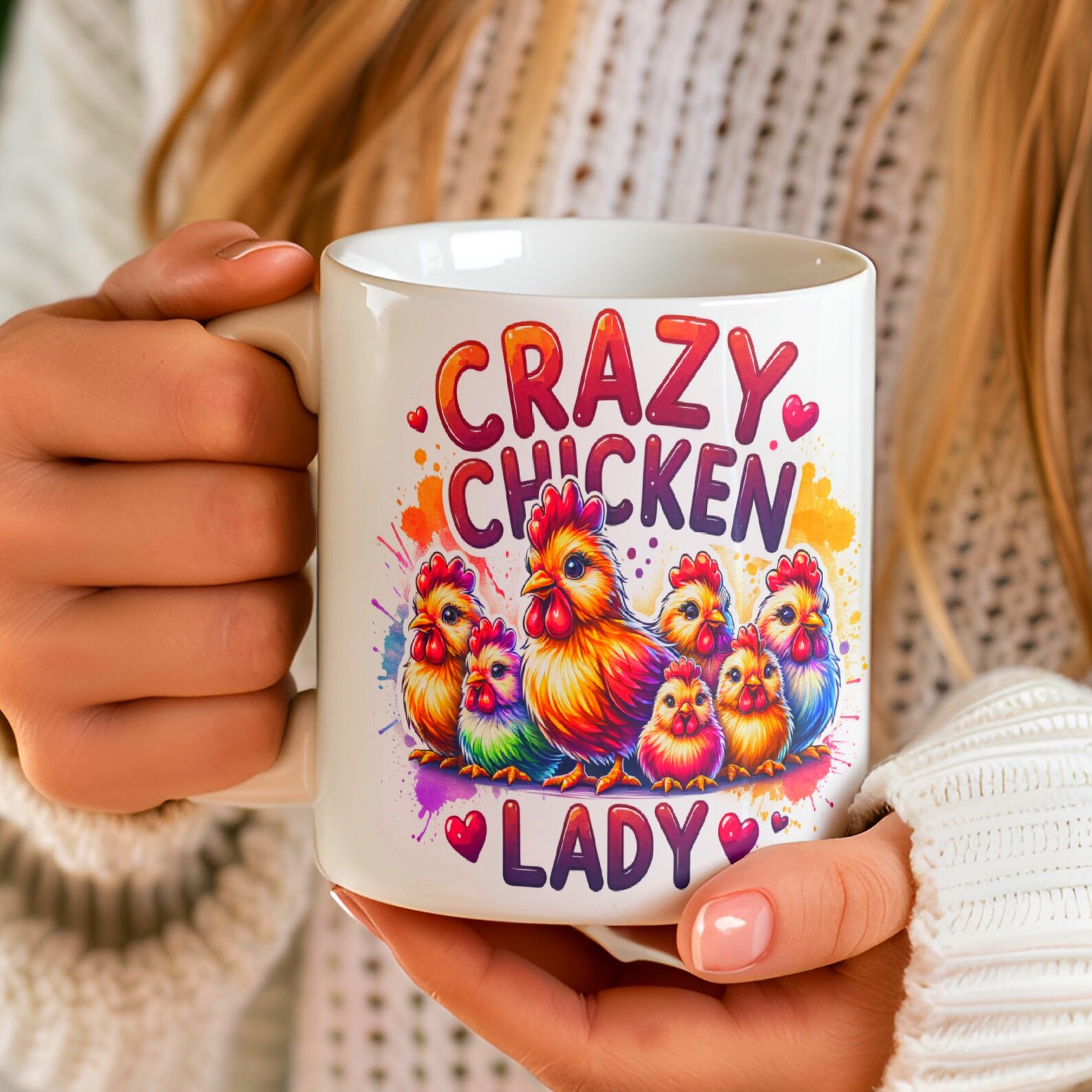 Funny Crazy Chicken Lady Ceramic Coffee Mug, Farmhouse Kitchen Decor ...