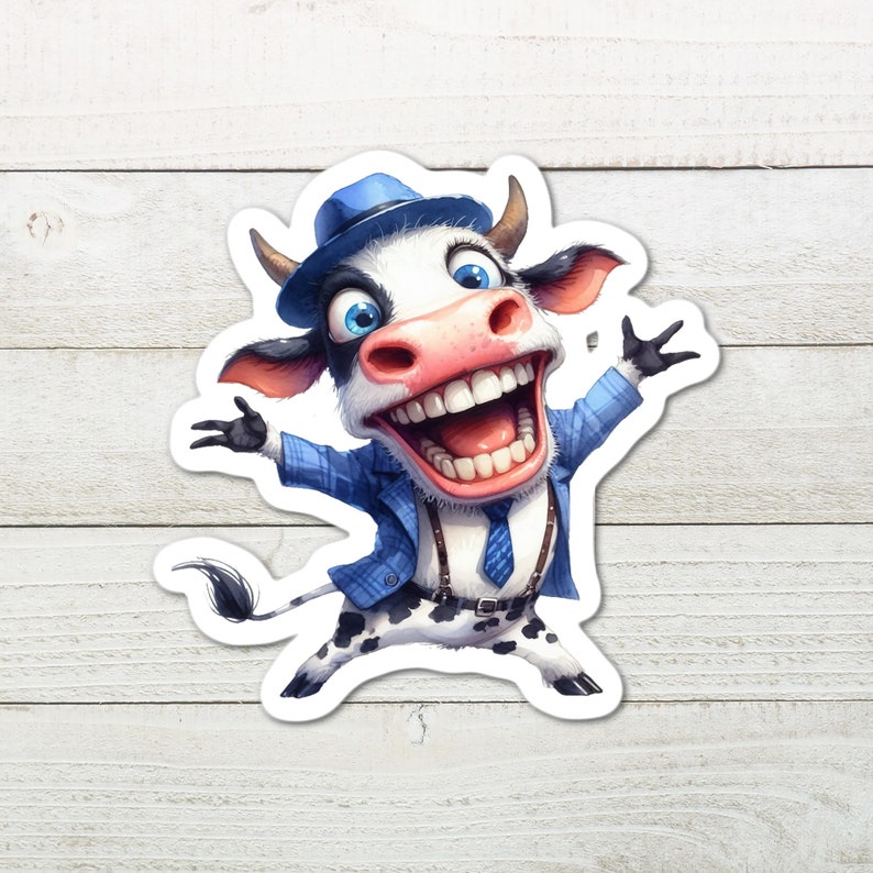 Funny Cow Sticker, Laughing Cow Sticker, Adorable and Funny Vinyl Decal ...