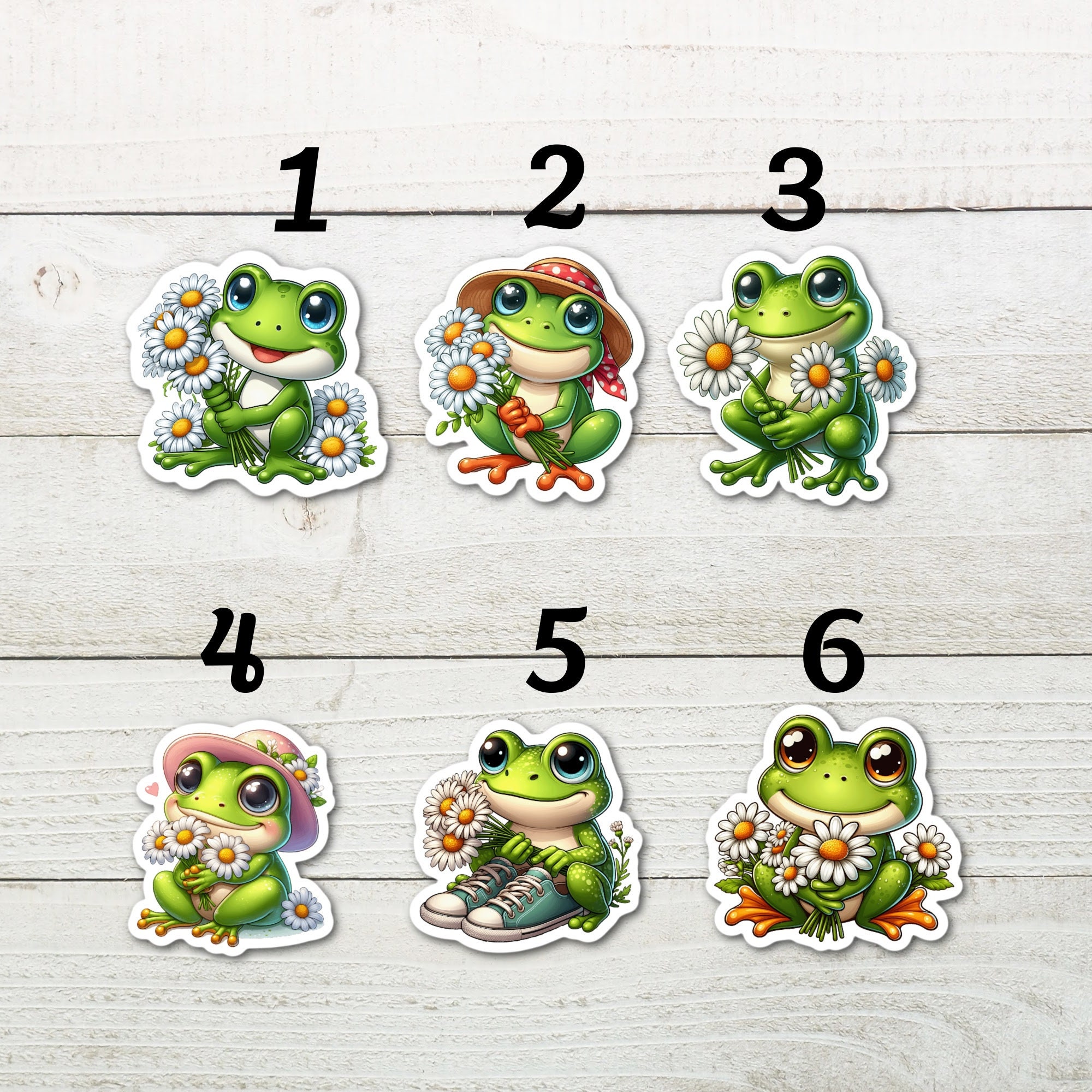 Cute Frog With Daisy Vinyl Sticker, Nature Lover Gift, 3' Frog Sticker ...