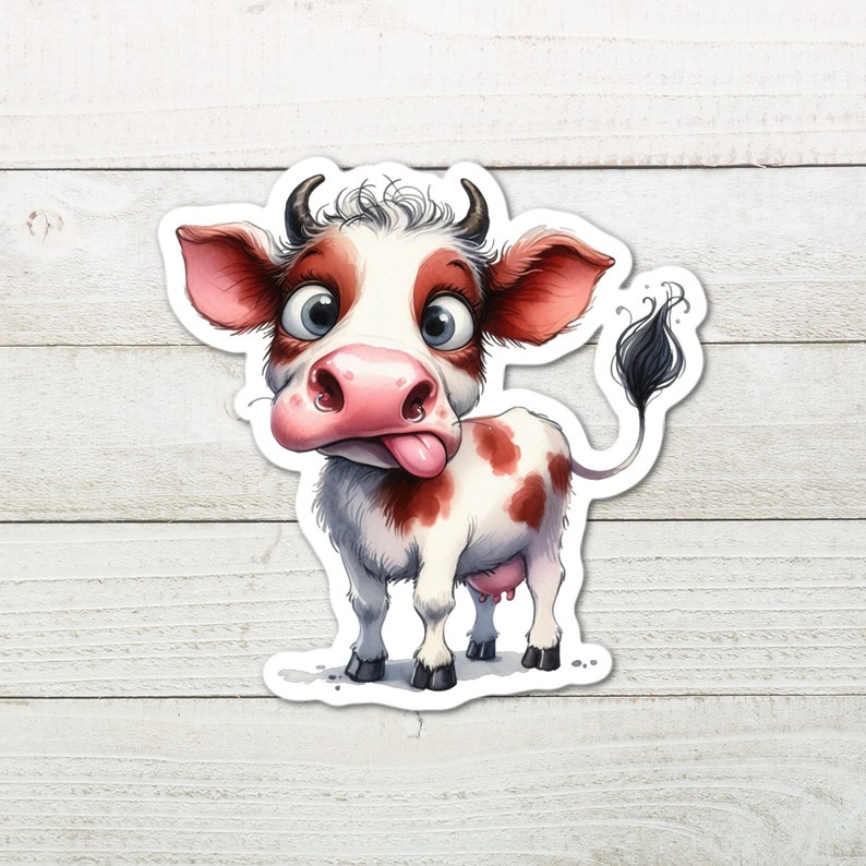 Funny Cow Sticker, Laughing Cow Sticker, Adorable and Funny Vinyl Decal ...