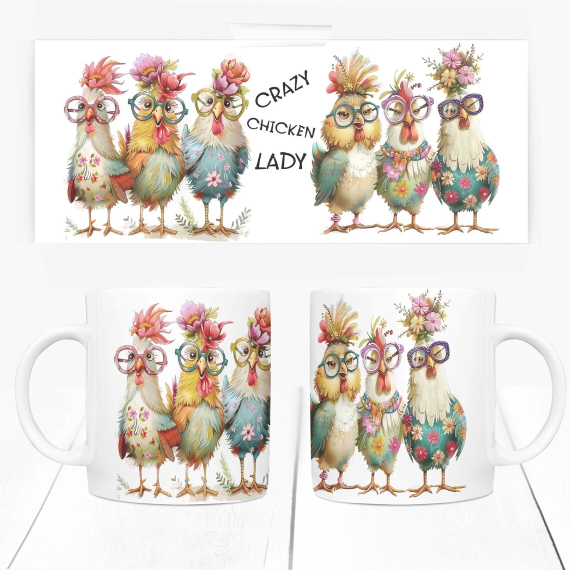 Funny Crazy Chicken Lady Ceramic Coffee Mug, Farmhouse Kitchen Decor ...