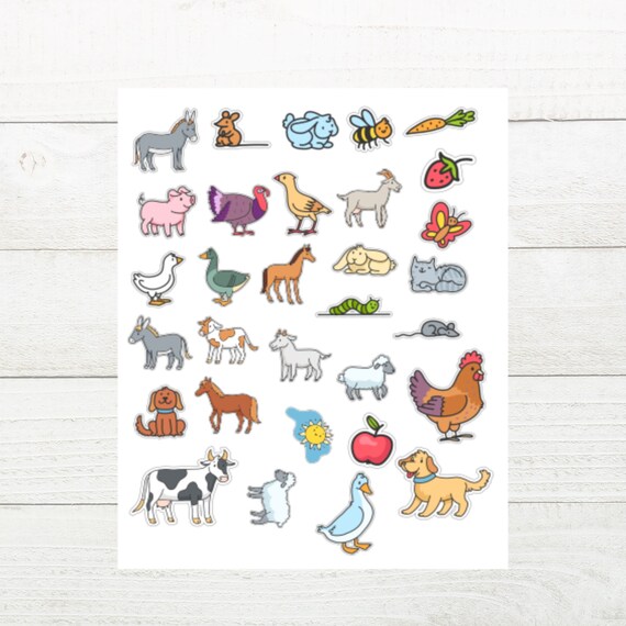 Animal Sticker Sheet Farm Animals Sticker Sticker Board - Etsy