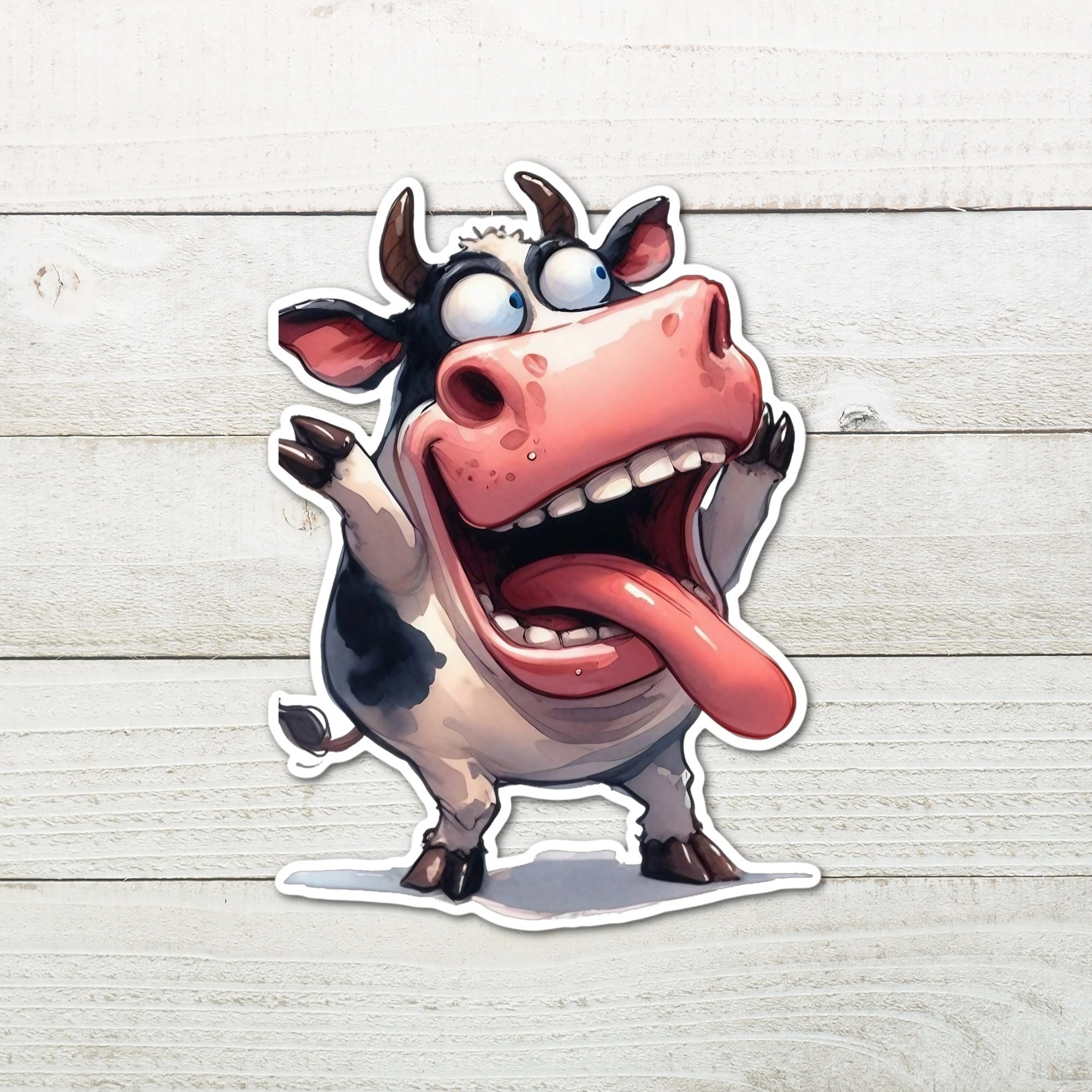 Funny Cow Sticker, Laughing Cow Sticker, Adorable and Funny Vinyl Decal ...