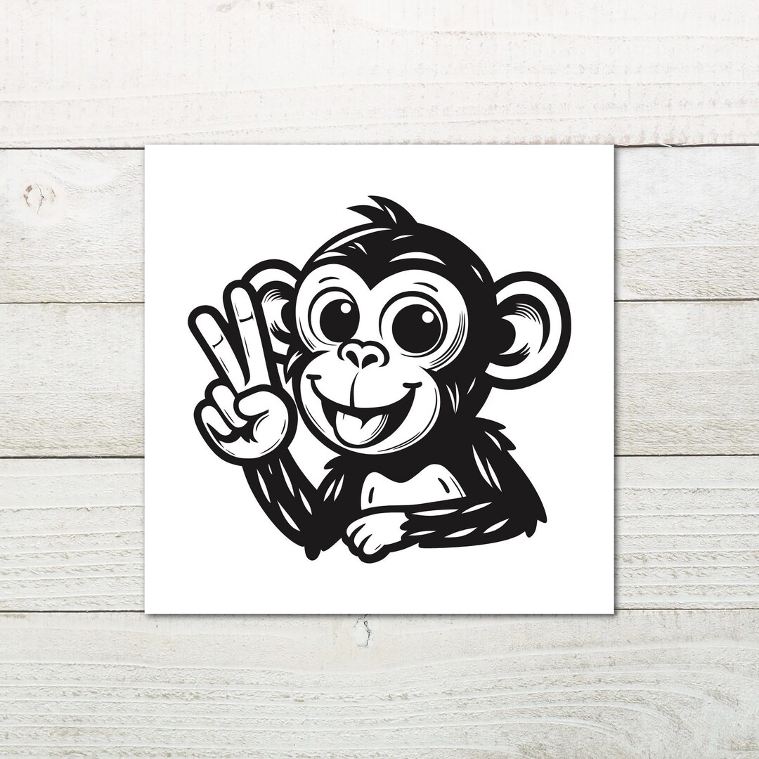 Playful Vinyl Monkey Car Decal, Cute and Adorable Window Sticker, Vinyl ...