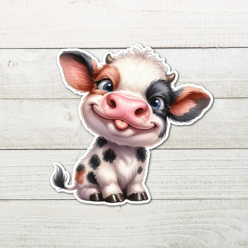 Funny Cow Sticker, Laughing Cow Sticker, Adorable and Funny Vinyl Decal ...