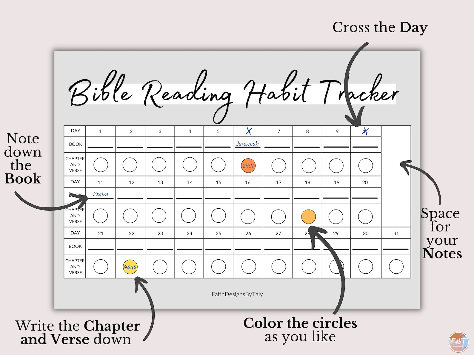 Printable Daily Bible Reading Habit Tracker A4 & A5 - Etsy