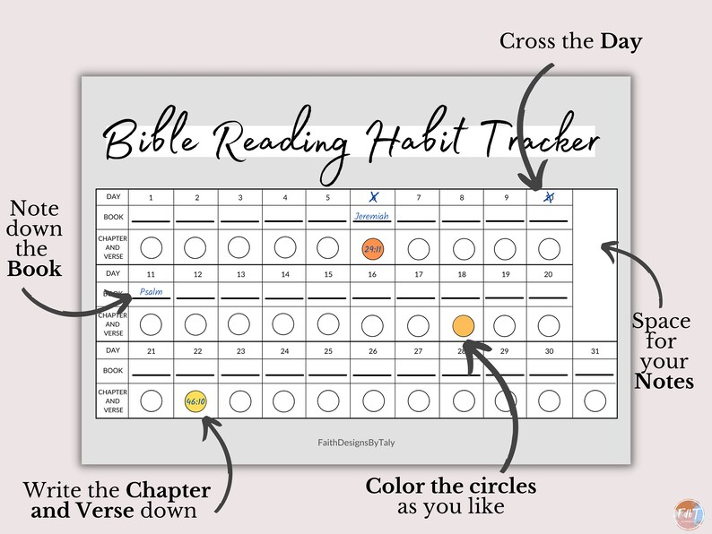 Printable Daily Bible Reading Habit Tracker A4 & A5 - Etsy