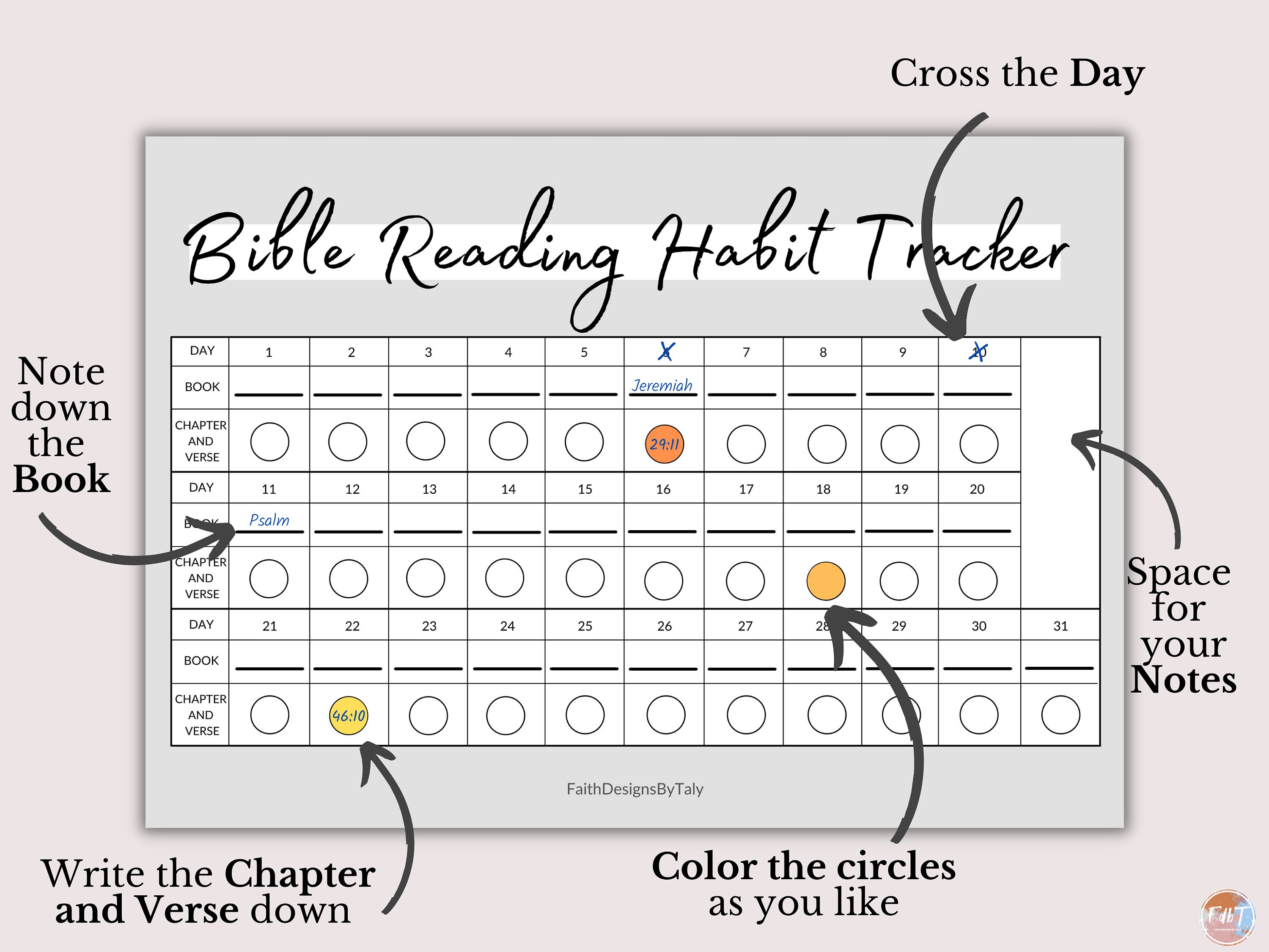 Printable Daily Bible Reading Habit Tracker A4 & A5 - Etsy