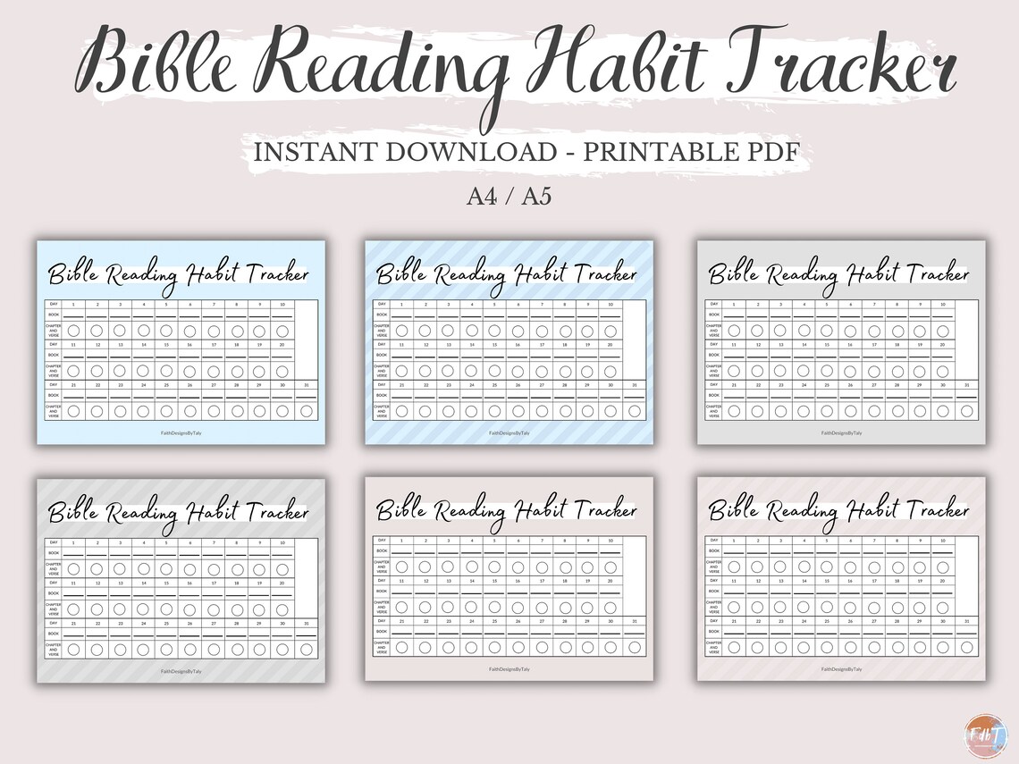 Printable Daily Bible Reading Habit Tracker A4 & A5 - Etsy