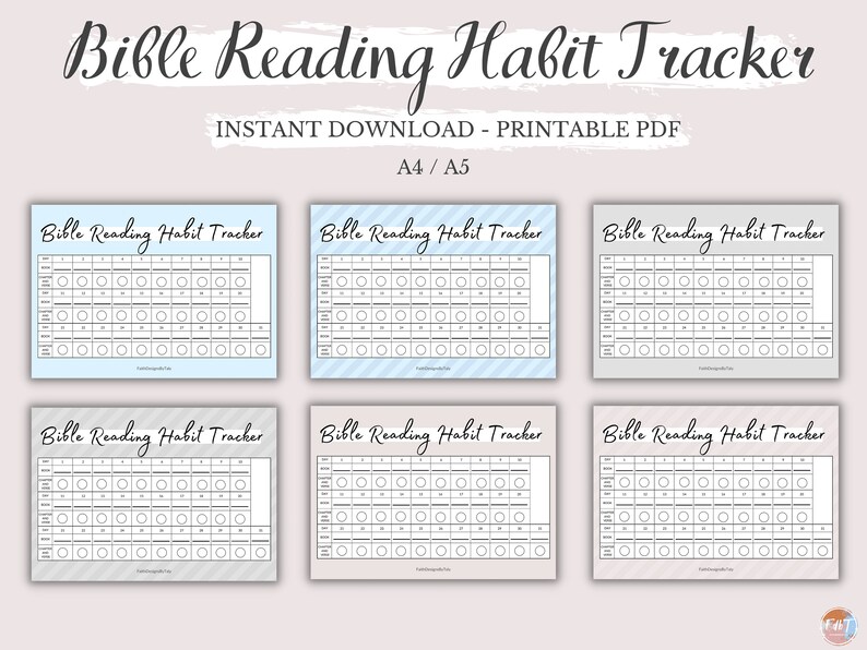 Printable Daily Bible Reading Habit Tracker A4 & A5 - Etsy