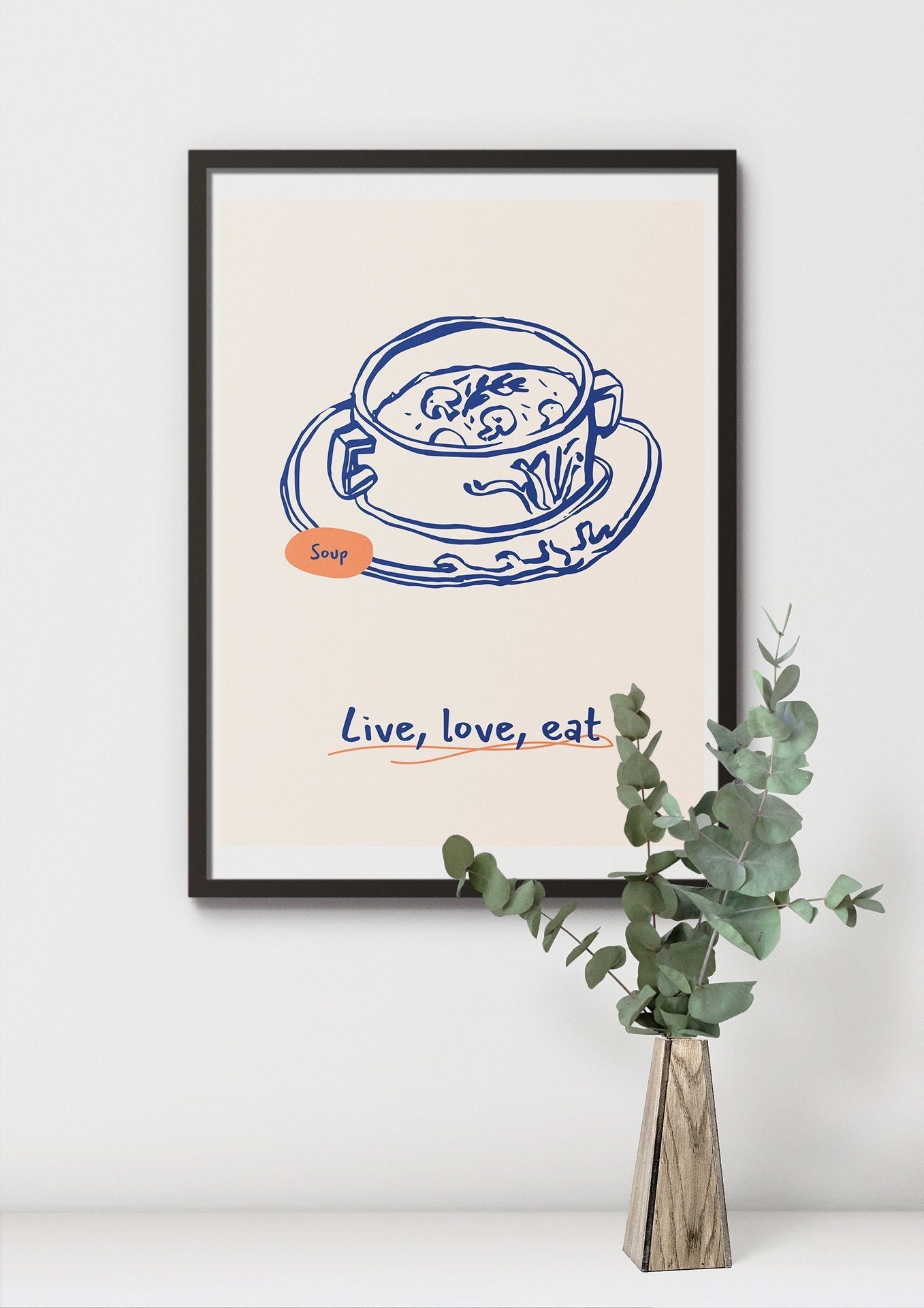Live Love Eat, Food Art Print Printable Kitchen Decor, Wall Art, Wall ...