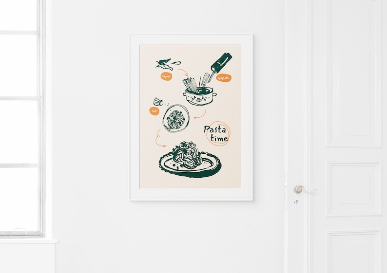 Pasta Time Poster in the Kitchen Decor Digital Download Wall - Etsy