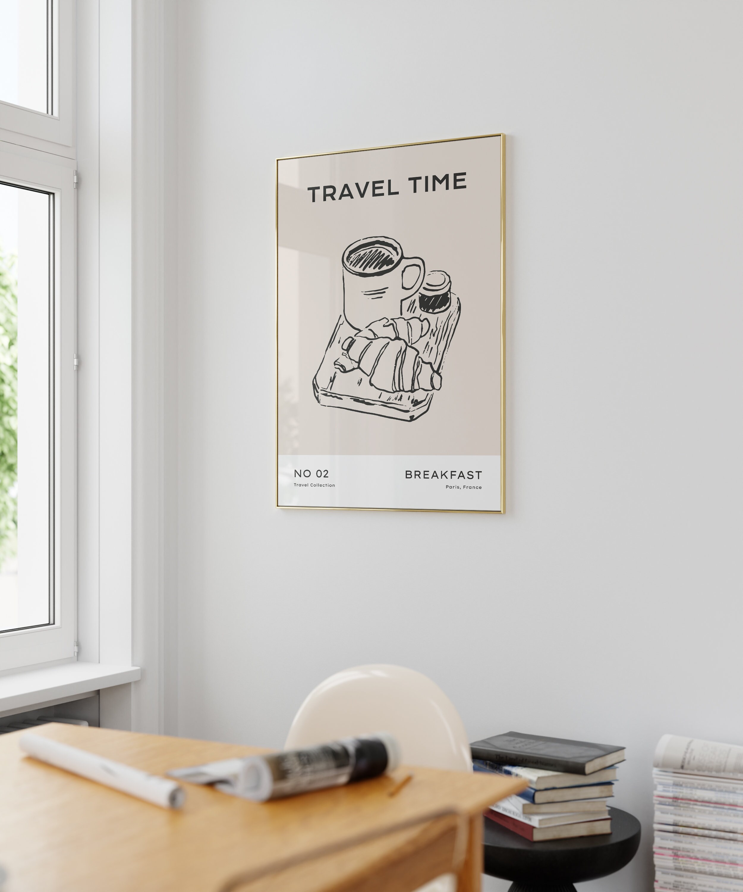 Breakfast Poster, Travel Time, Travel Poster, Line Art Print, Modern ...