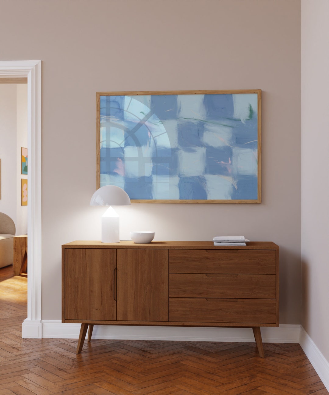 Check Pattern Poster, Abstract, Blue Color Poster, Modern Art Posters ...