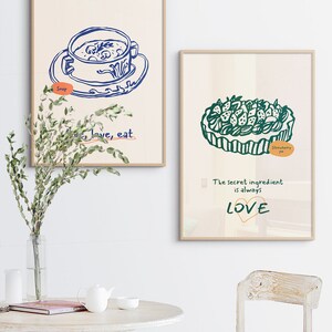 Live Love Eat, Food Art Print Printable Kitchen Decor, Wall Art, Wall ...