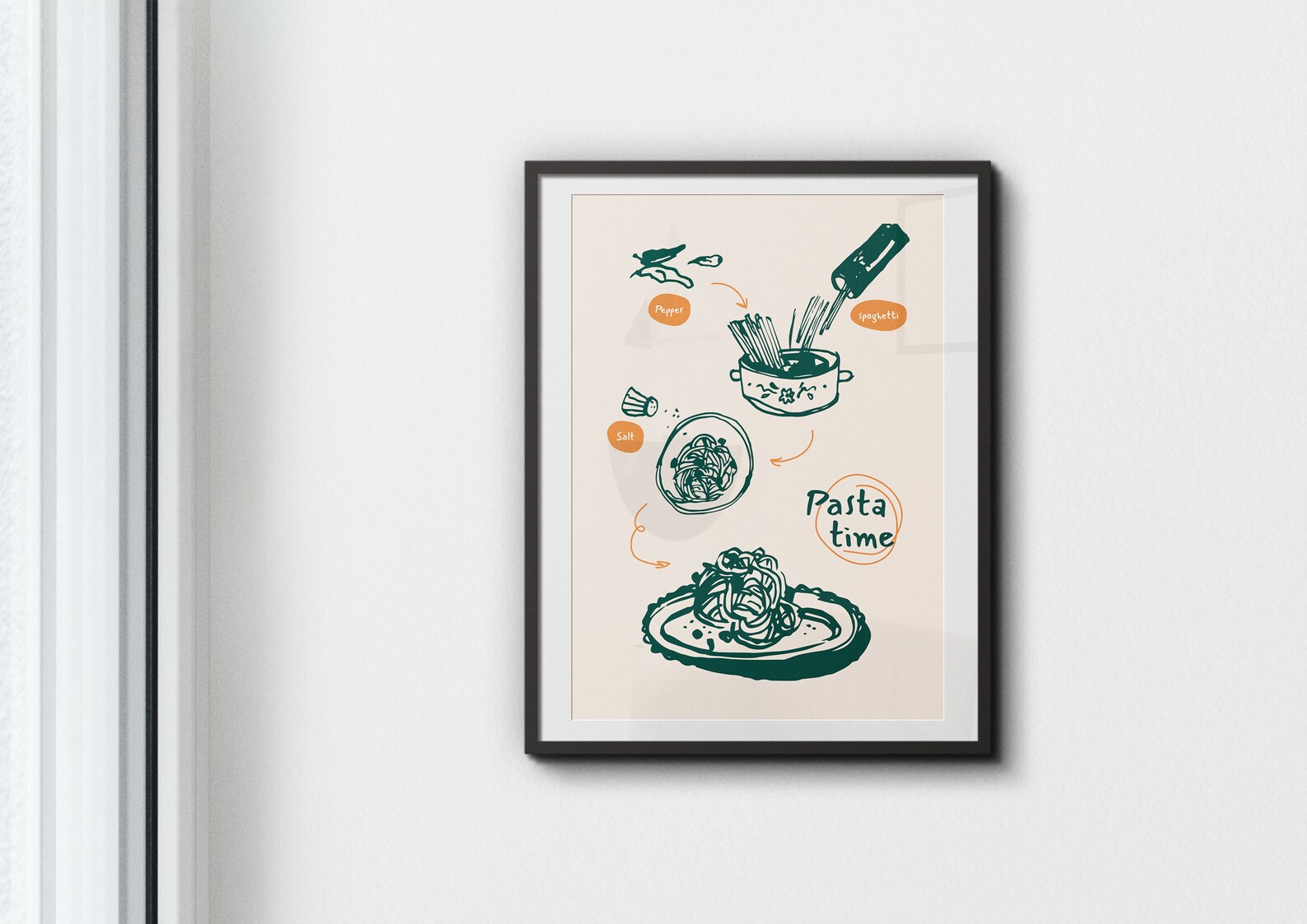 Pasta Time Poster in the Kitchen Decor Digital Download Wall - Etsy