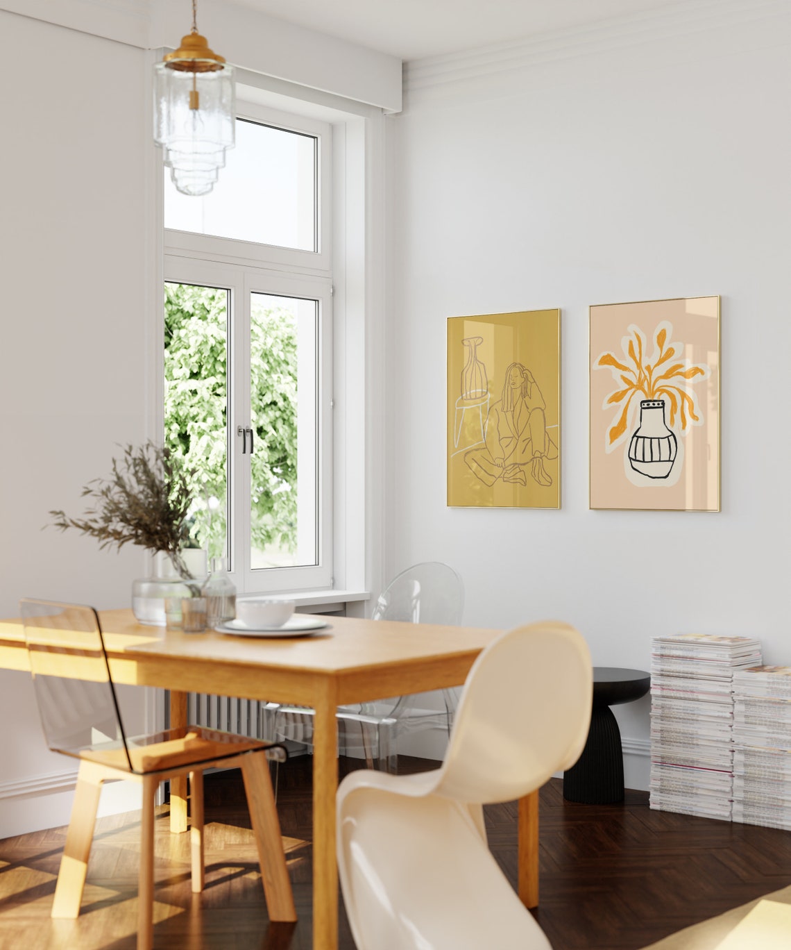 Flower Poster, Abstract Print, Acrylic Poster, Modern Art Posters, Simplicity Posters, Neutral ...