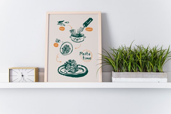 Pasta Time Poster in the Kitchen Decor Digital Download Wall - Etsy
