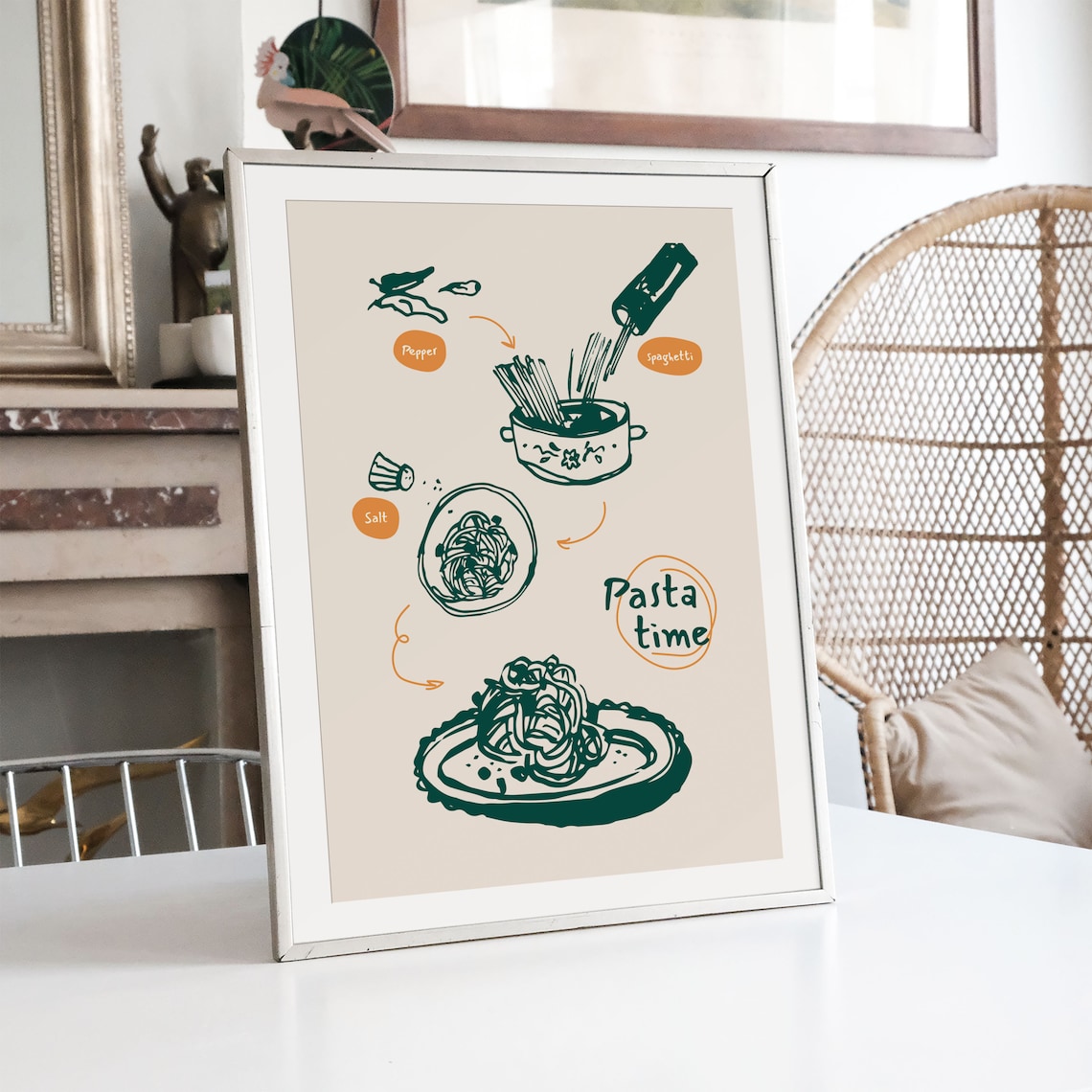 Pasta Time Poster in the Kitchen Decor Digital Download Wall - Etsy