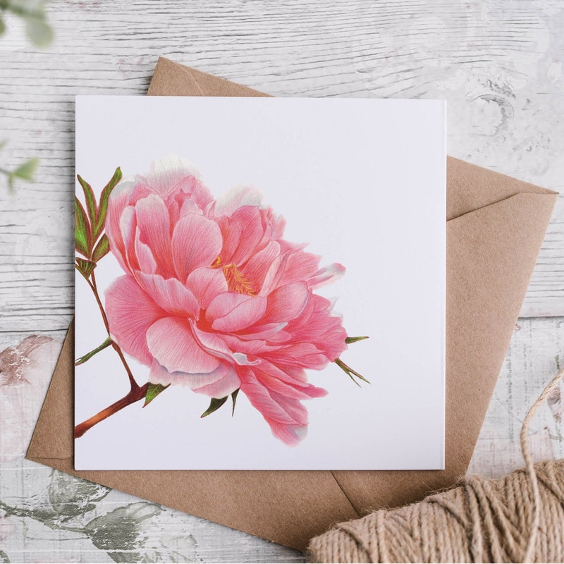 Peony Card - Etsy UK