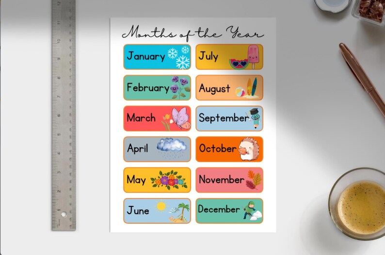 Months of the Year Poster Digital Download PDF | Homeschool, Sunday ...