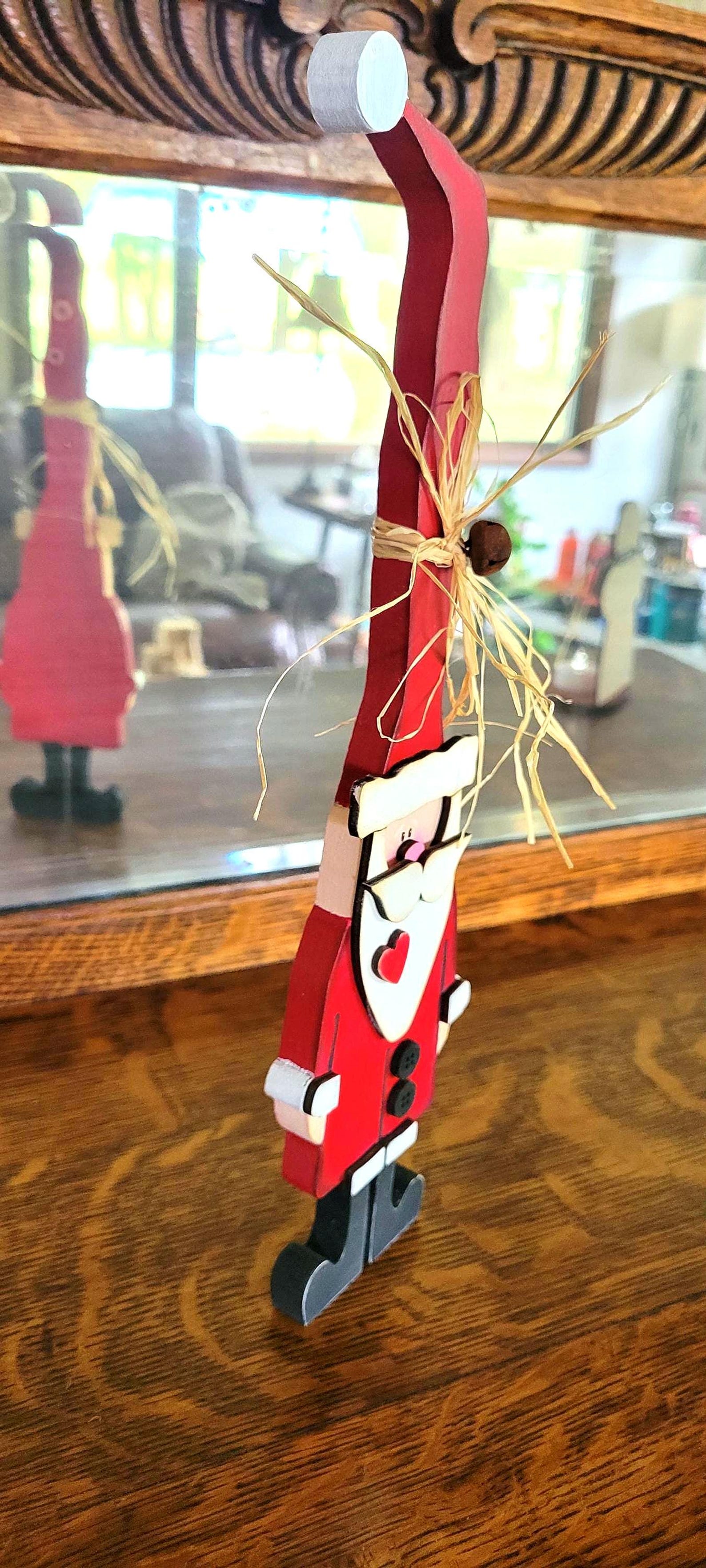 Hand-painted Prim Santa Shelf Sitter: Whimsical Christmas Decor - Etsy