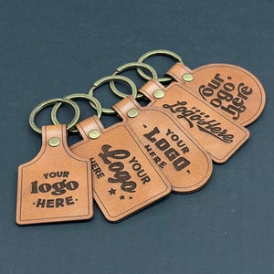 Personalized Leather Keychain: Custom Logo or Text – Saddle Tan Key Fob ...
