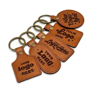 Personalized Leather Keychain: Custom Logo or Text – Saddle Tan Key Fob ...