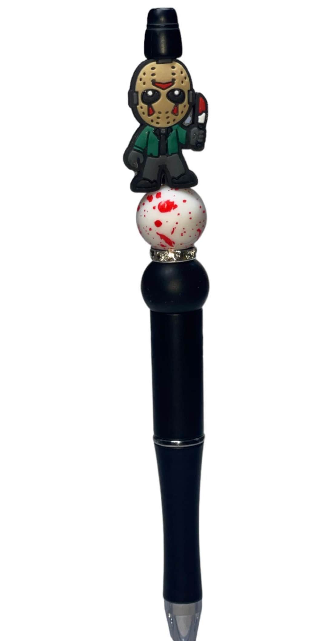 Friday the 13th Jason Voorhees Black Beaded Pen With Black Ink Refills ...