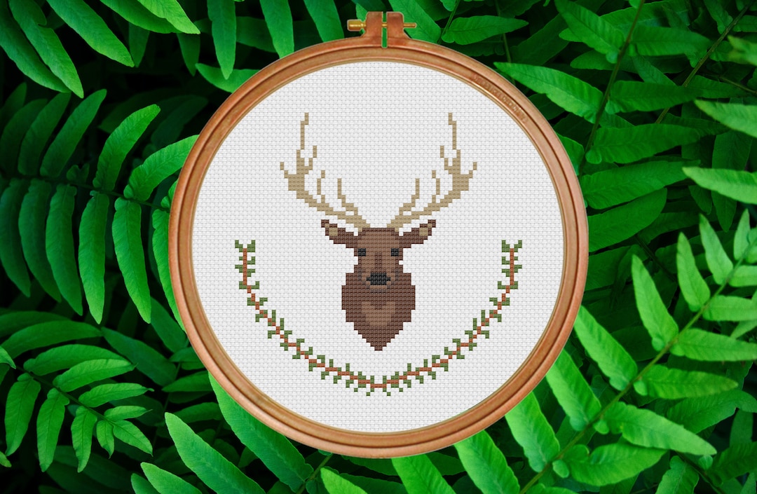 Stag With Garland Cross Stitch Pattern PDF - Etsy