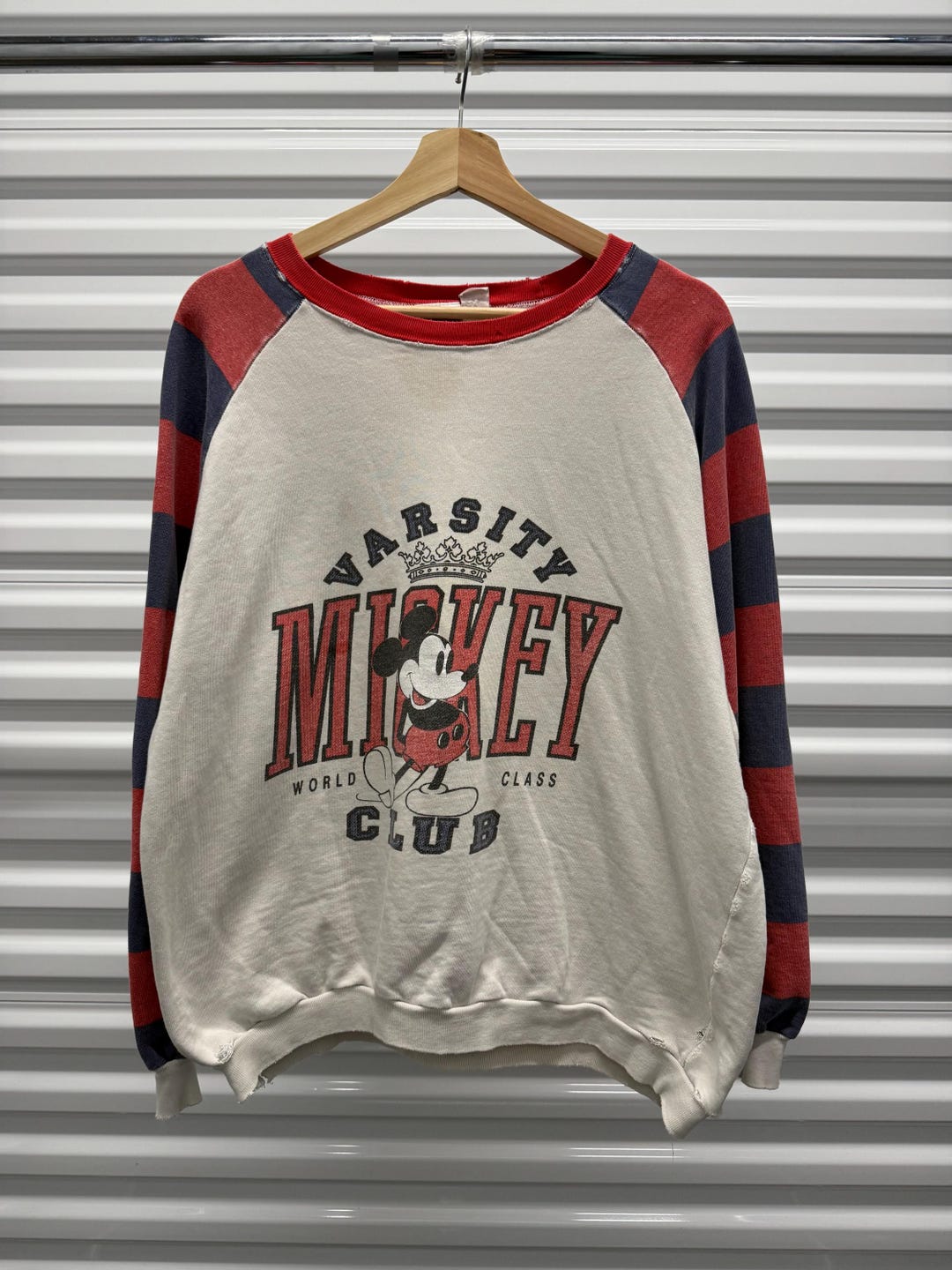 Vintage 90s Mickey Mouse Stripes Crewneck Sweatshirt Retro Colorblock ...