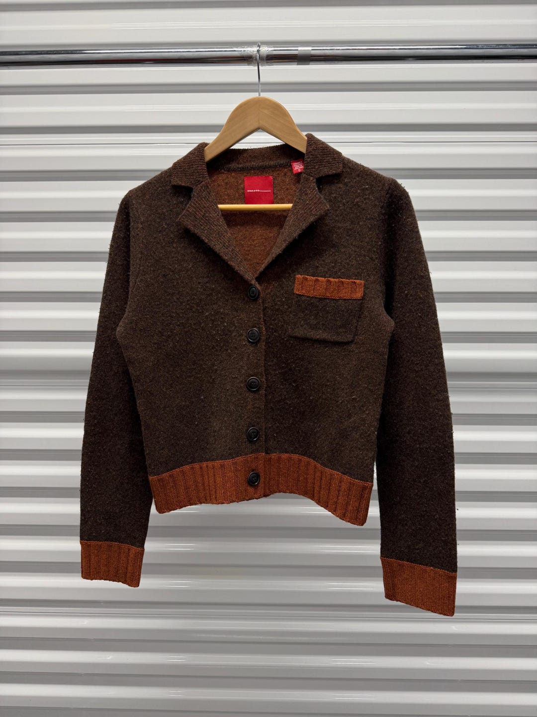 Vintage 2000s Isda & Co Knit Cardigan Sweater Brown and Orange Ribbed ...