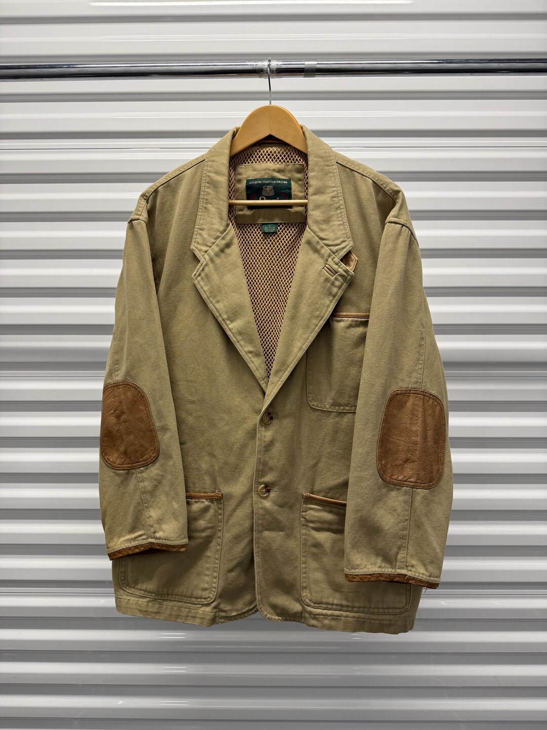 Vintage Orvis Blazer Hunting Jacket Cotton Safari Jacket Leather Elbow ...
