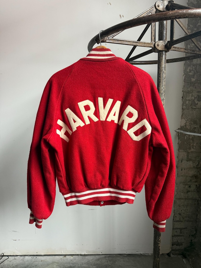 Vintage Red Wool Harvard Varsity Jacket ~ Large Back Spellout ...