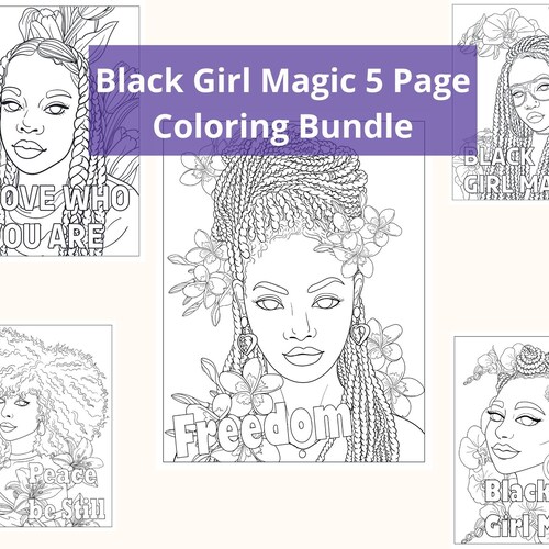 Black Girl Magic 5 Coloring Pages Printable Coloring Pages - Etsy