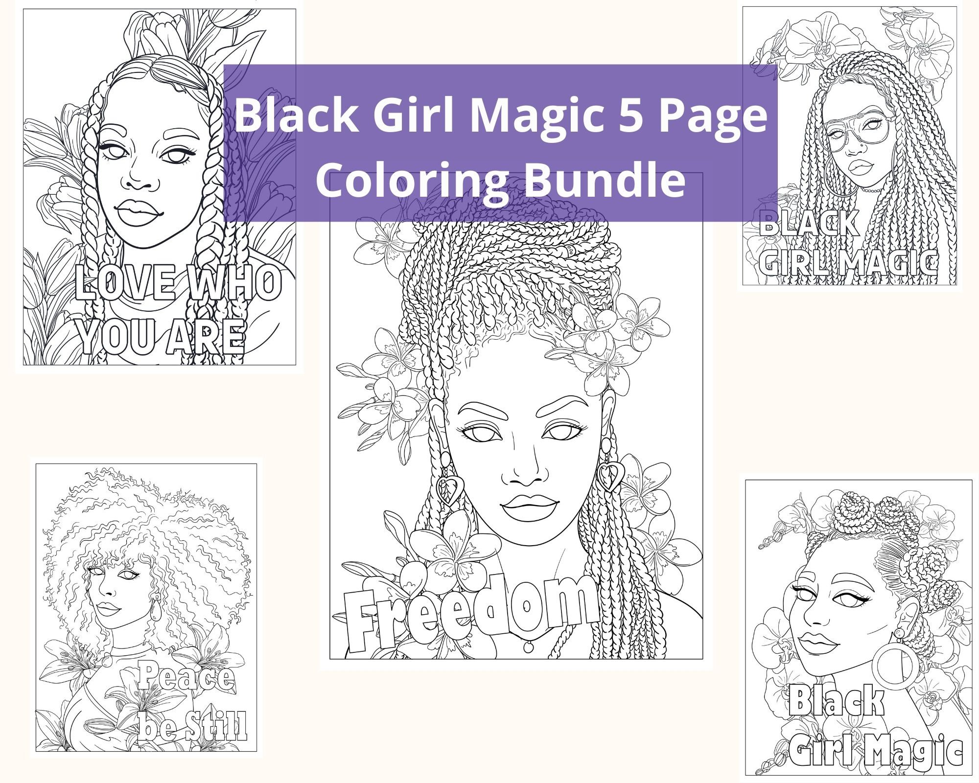 Black Girl Magic 5 Coloring Pages Printable Coloring Pages - Etsy