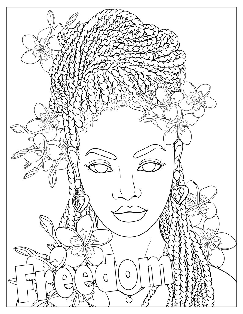 Freedom Coloring Page Black Girl Coloring Page Printable Coloring Page ...